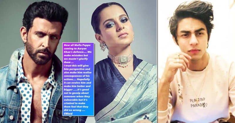 After Hrithik Roshan, Now Kangana Ranaut Shares A Cryptic Post On Aryan ...