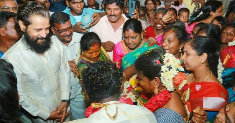 Chiyaan Vikram Attends Wedding Of A Housekeeping Unit Member's Son