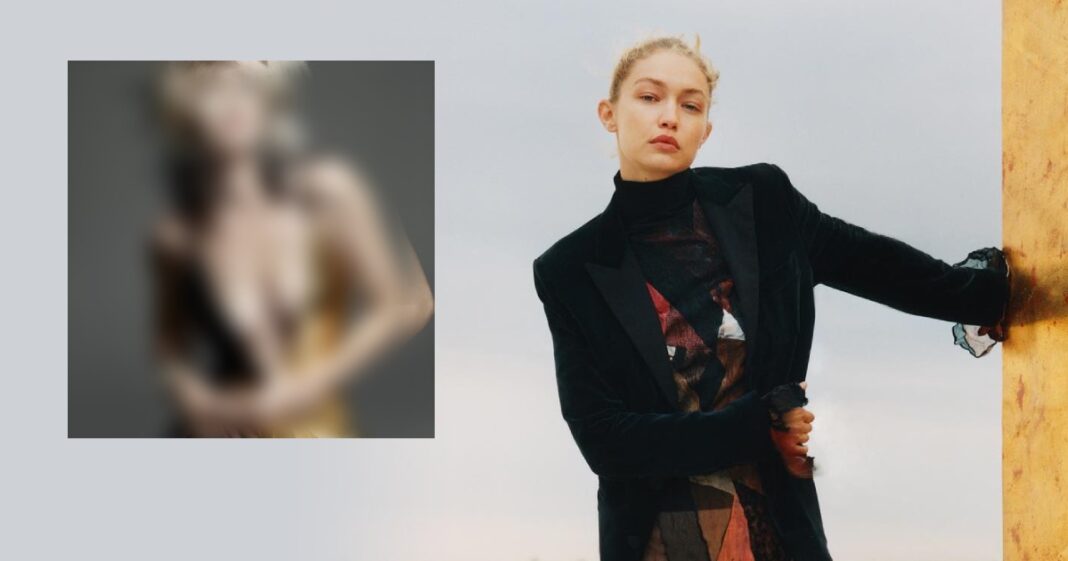 When Gigi Hadid Posed Seductively Pulling Down Her S*xy Golden Gucci ...