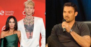 Megan Fox and Machine Gun Kelly (Brain Austin Green in a circle) Credit ...