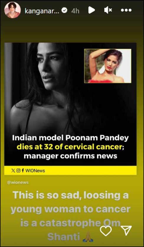 Poonam Pandey Death: Funeral Details, Kangana Ranaut & Other Celebs Reactions - Here's All You ...